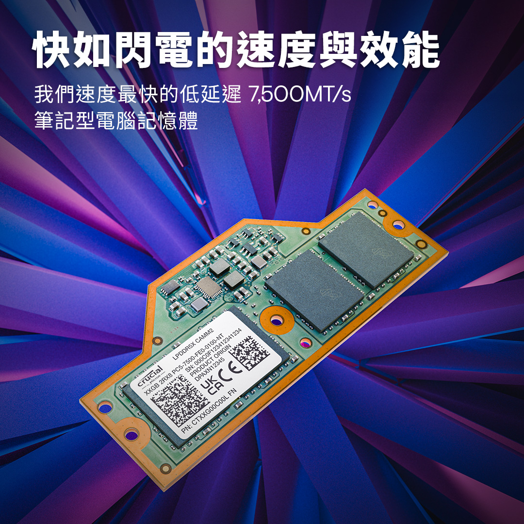 Crucial 32GB LPCAMM2 LPDDR5X- 7500 memory | CT32G75C2LP5XG | Crucial TW